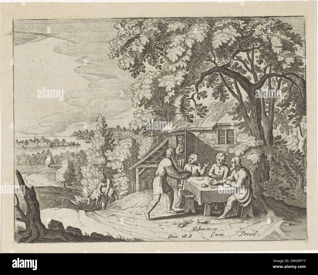 Abraham and De Drie Engelen, Anonymous, 1600 - 1700 print The three ...