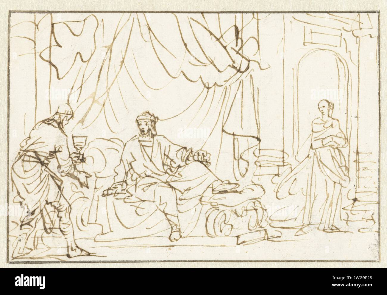 Herod suspects that his wife Mariamne wants to poison him, Jan Luyken ...