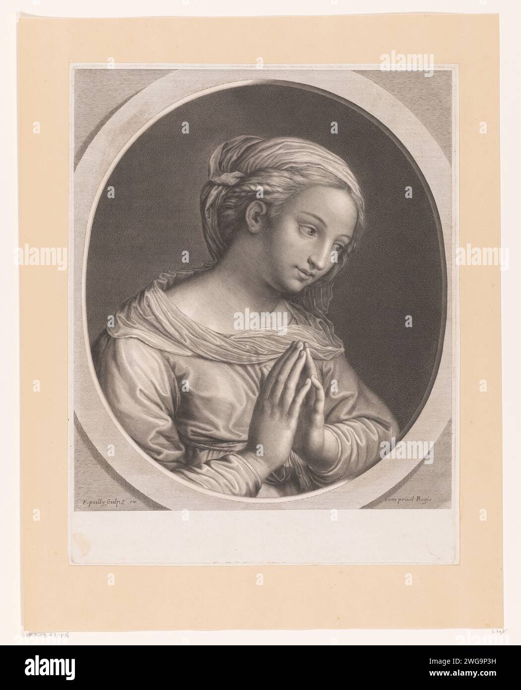 Maria with folded hands, François de Poilly (I), After Rafaël, 1632 ...