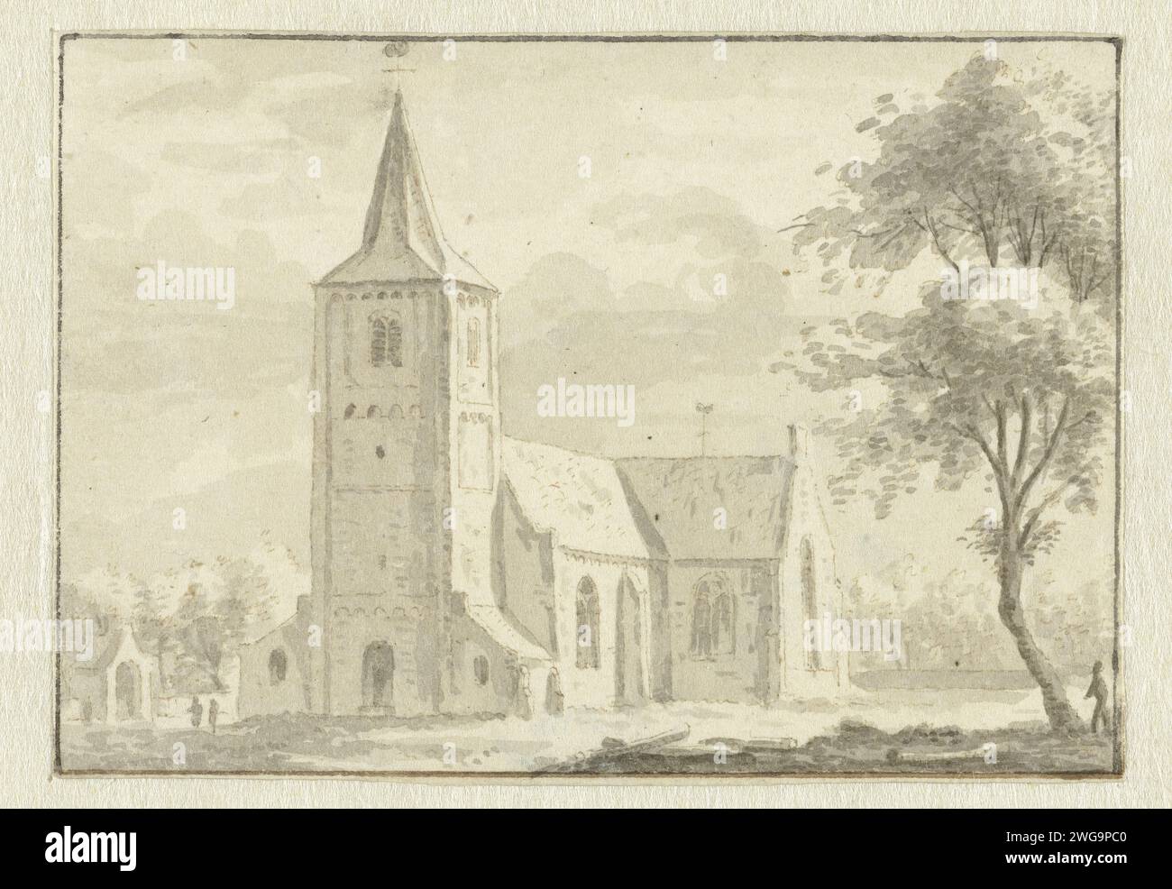 Church in Odijk, Abraham Rademaker, 1726 drawing paper. pencil. ink pen ...