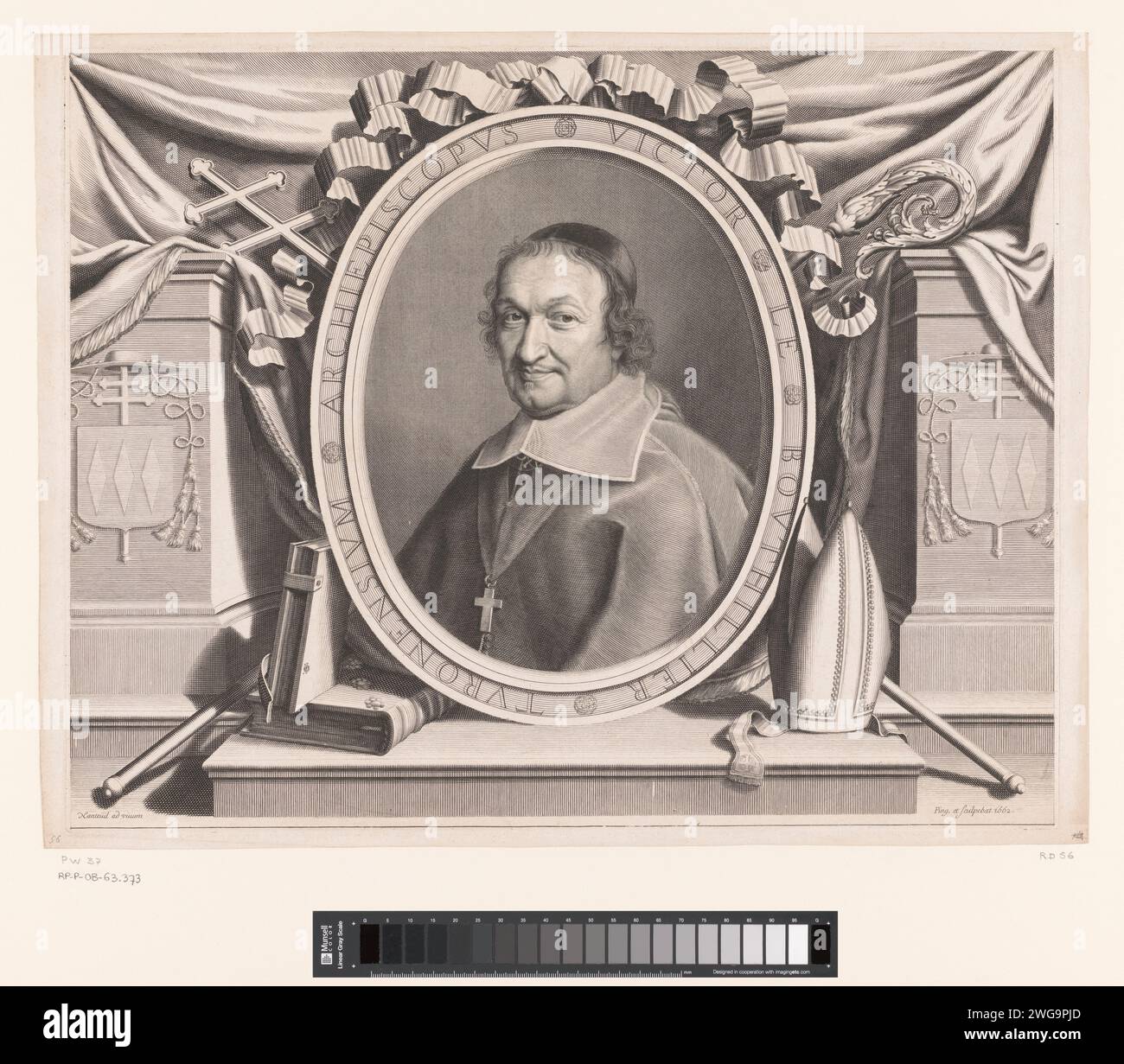 Portret Van Victor Le Bouthillier, Robert Nanteuil, 1662 print paper ...