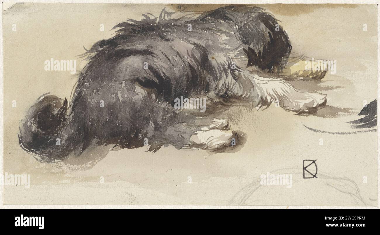 Sleeping dog, seen from behind, Johan Daniël Koelman, 1841 - 1857 ...
