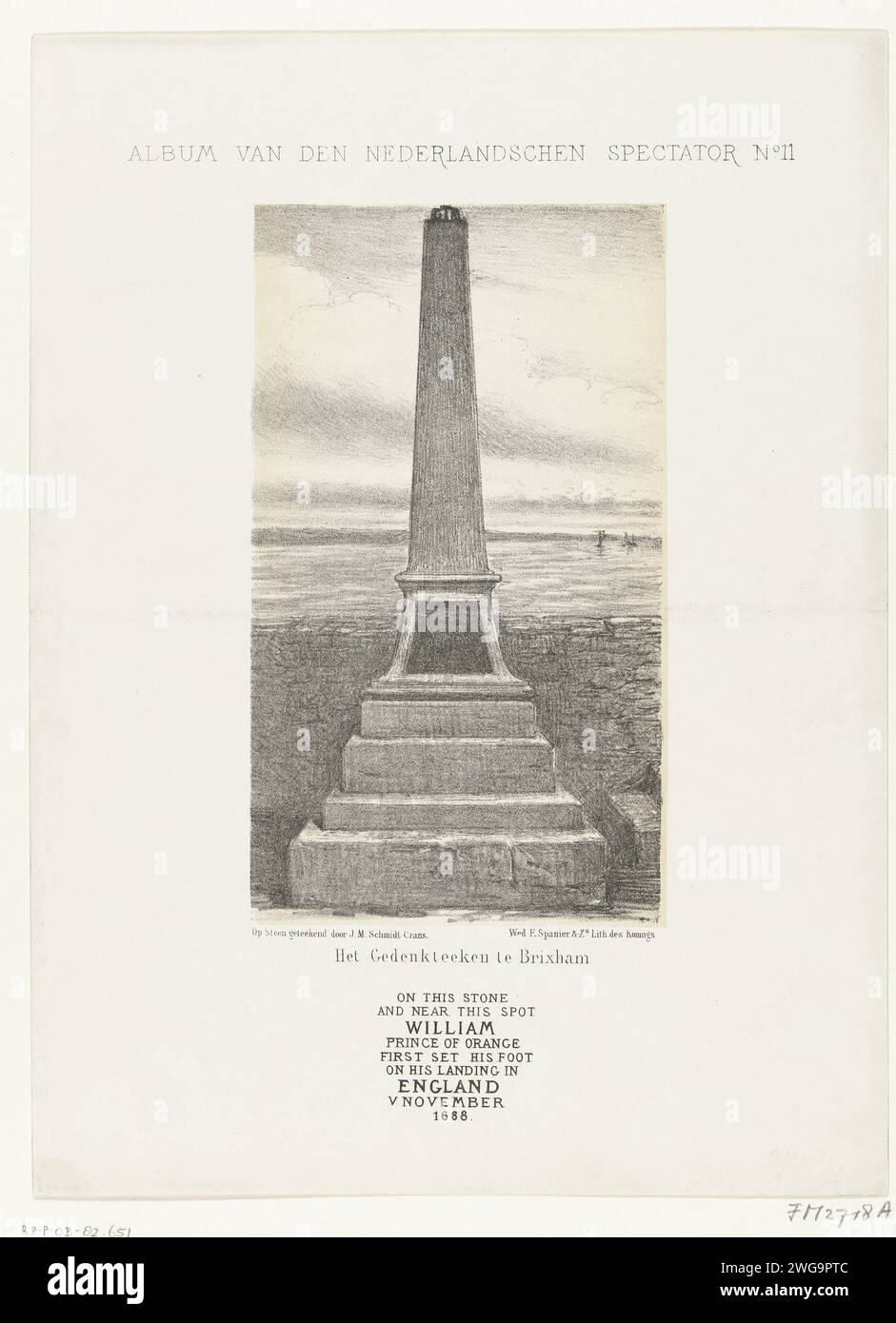 Memorial in Brixham of the landing site of Willem III in 1688, 1869 ...