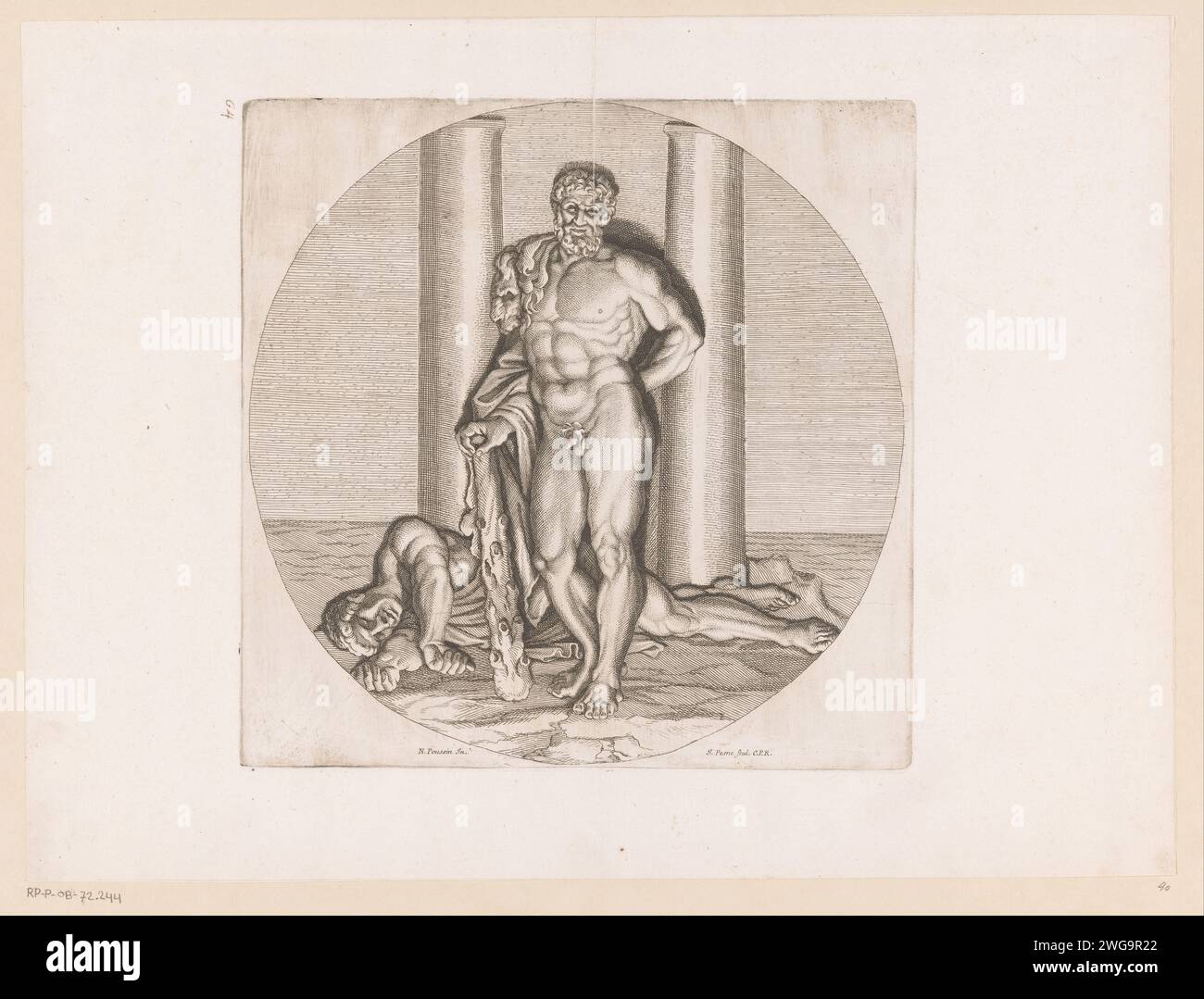 Hercules in Antaeus, Jean Pesne, After Nicolas Poussin, 1678 print ...