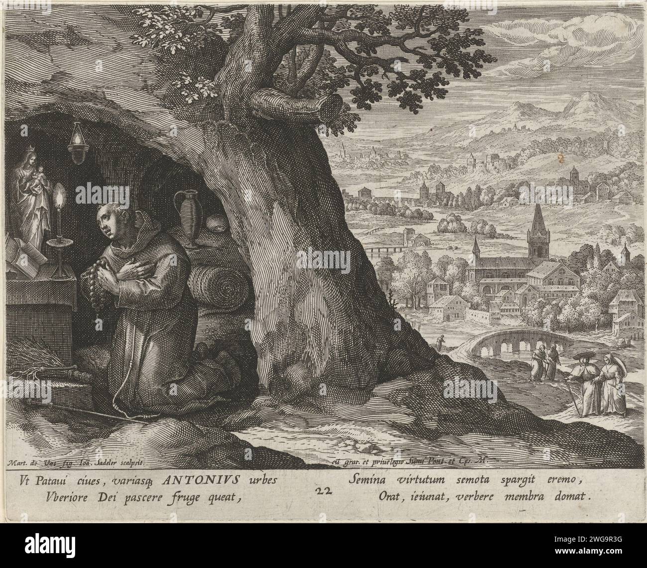 Holy Antonius van Padua as a recluse, Johann Sadeler (I), After Maerten ...