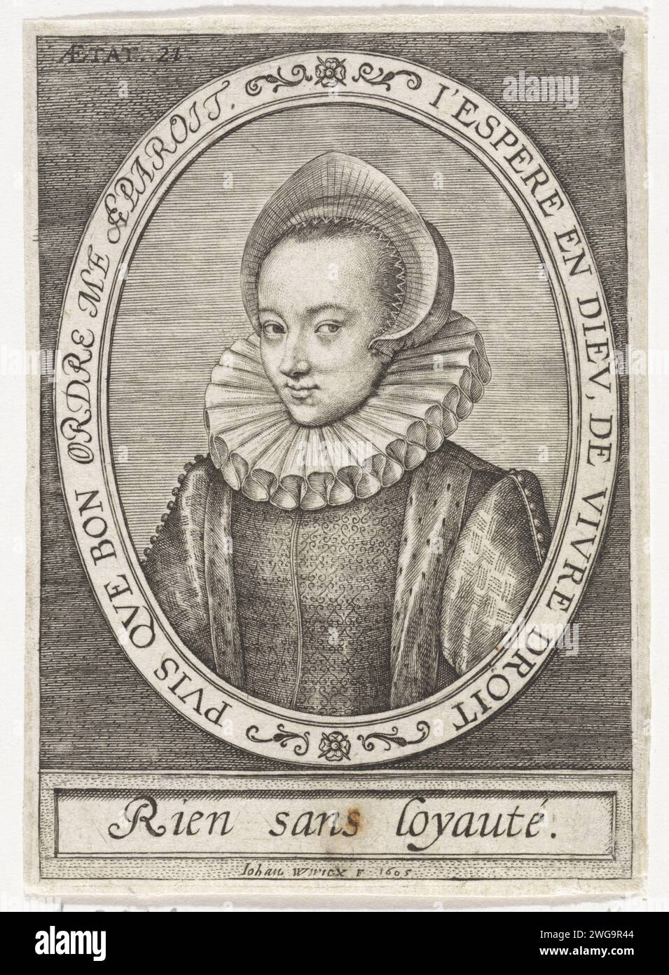 Portrait of Jan Pilier's wife, at the age of 21, Johannes Wierix, 1605 ...