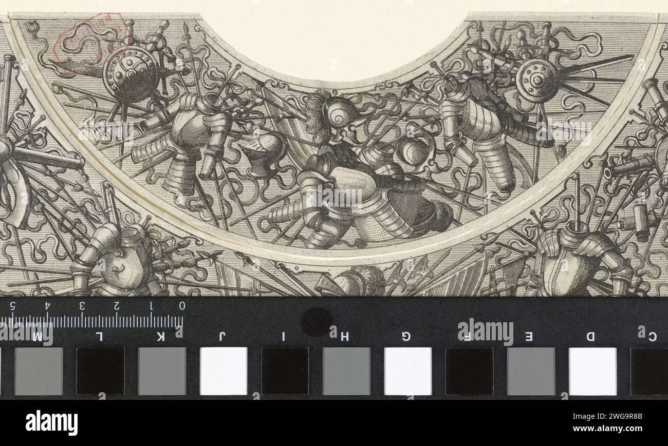 Little bent frieze, 1572 print The Frisian shows Kurassen, shields and ...