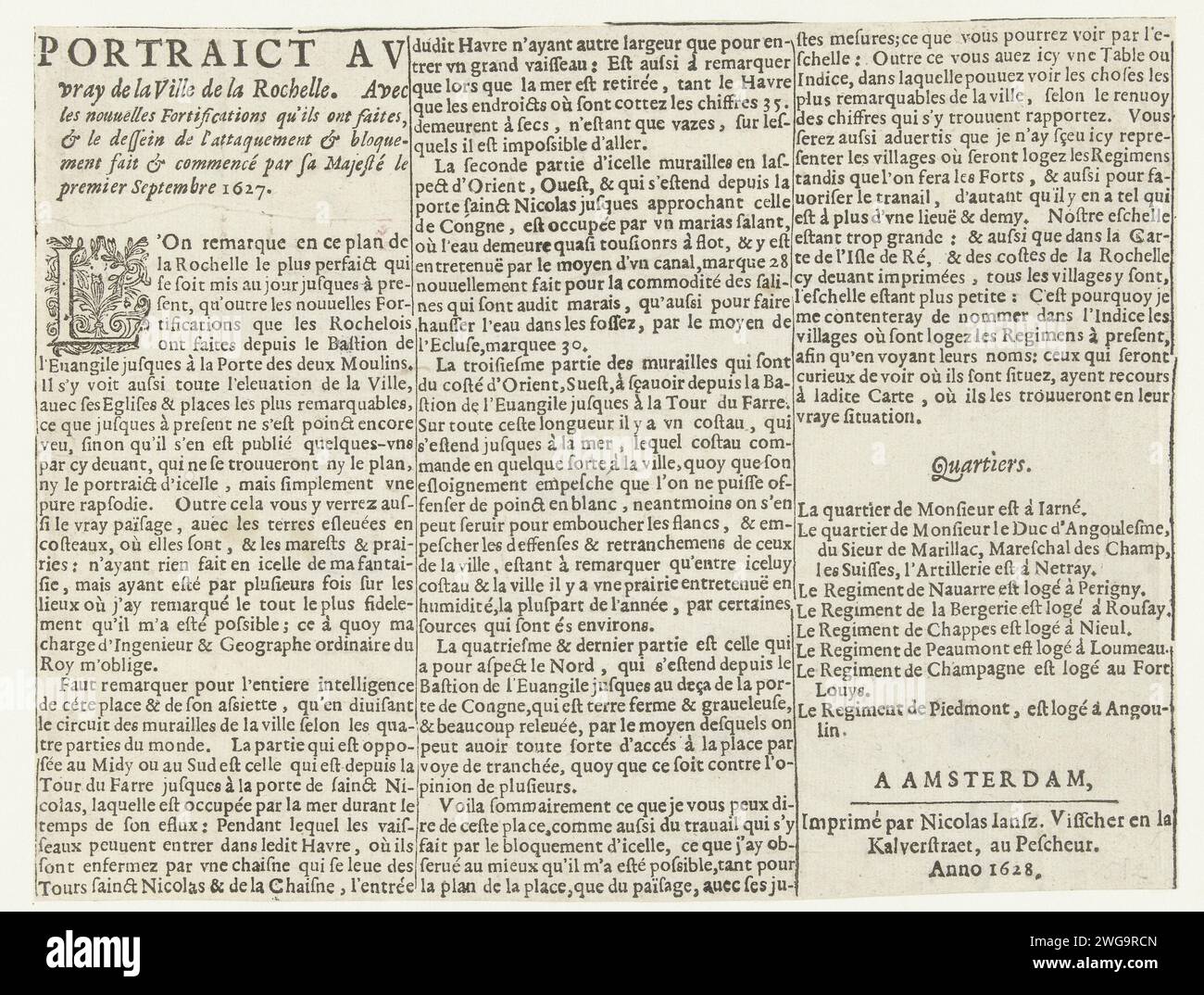 Text sheet at the print of the siege of La Rochelle, 1627-1628, 1628 ...