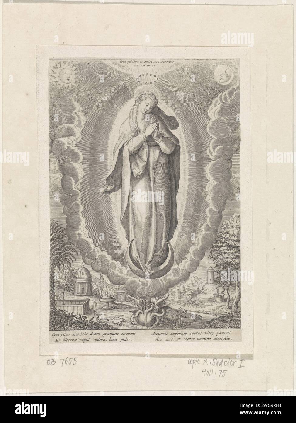 Maria on the moon of mandorla with the symbols of the Maria -Litanie ...