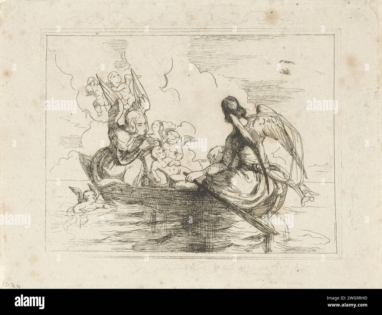 Sailing angels with the Christkind, Theodoor Schaepkens, 1825 - 1883 ...
