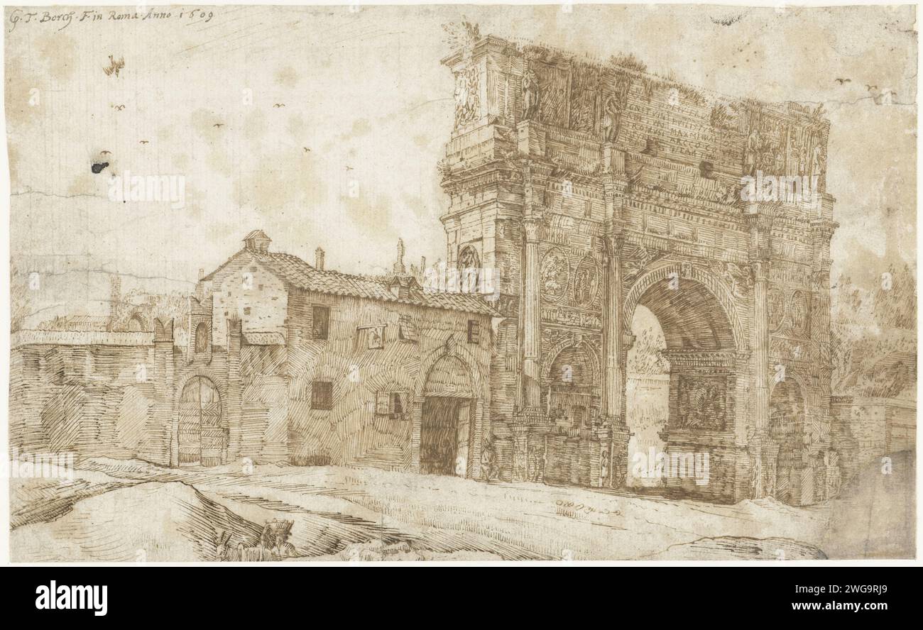 North side of the Arch of Constantine, Rome, Gerard ter Borch (I), 1609 ...