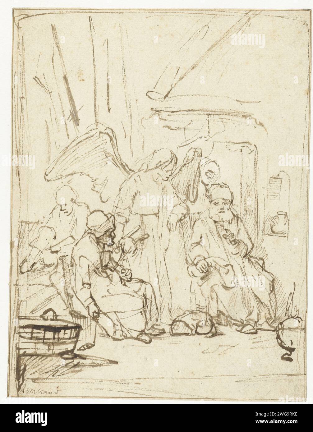 The Archangel Raphael in the House of Tobit, Rembrandt van Rijn (copy ...