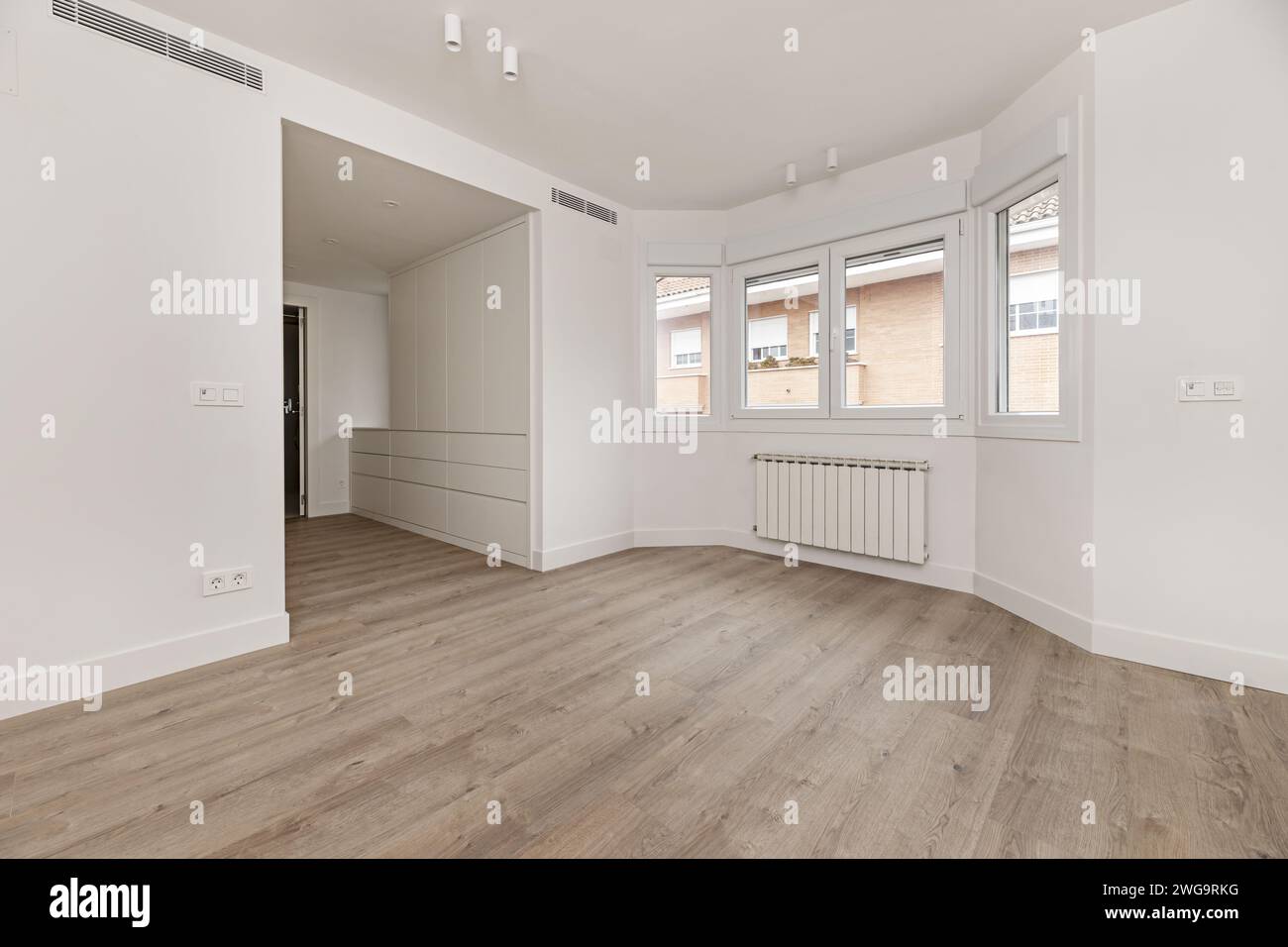 Empty room of a multi-story detached house with quality wooden floors ...