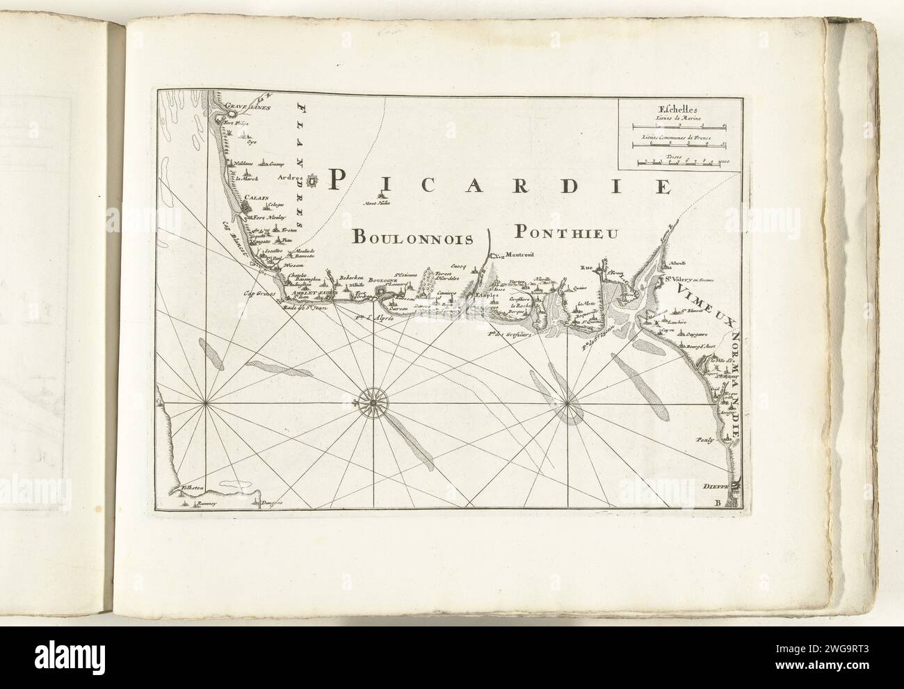 Map of the French coast between Gravelines and Dieppe, ca. 1702, 1702 ...