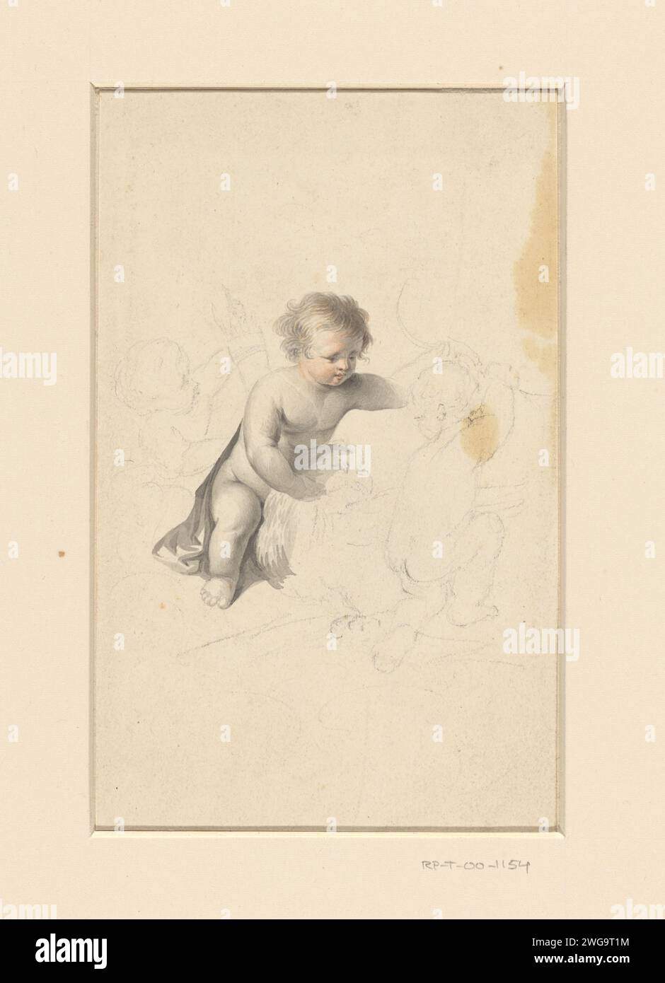 Three putti with a torch, eagle and arch, anonymous, 1800 - 1900 ...