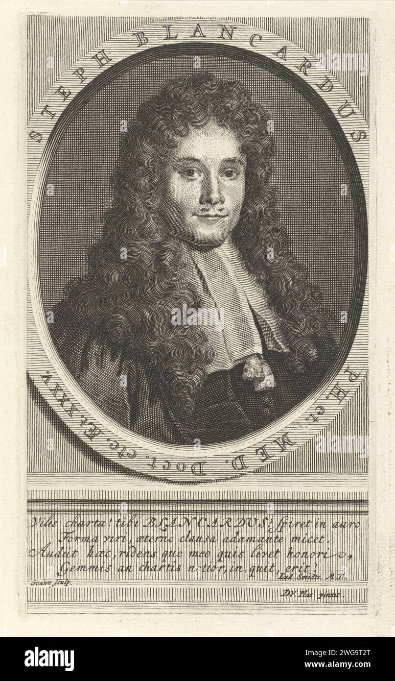 Portrait of Steven Blankaart, Gilliam van der Gouwen, after David van ...