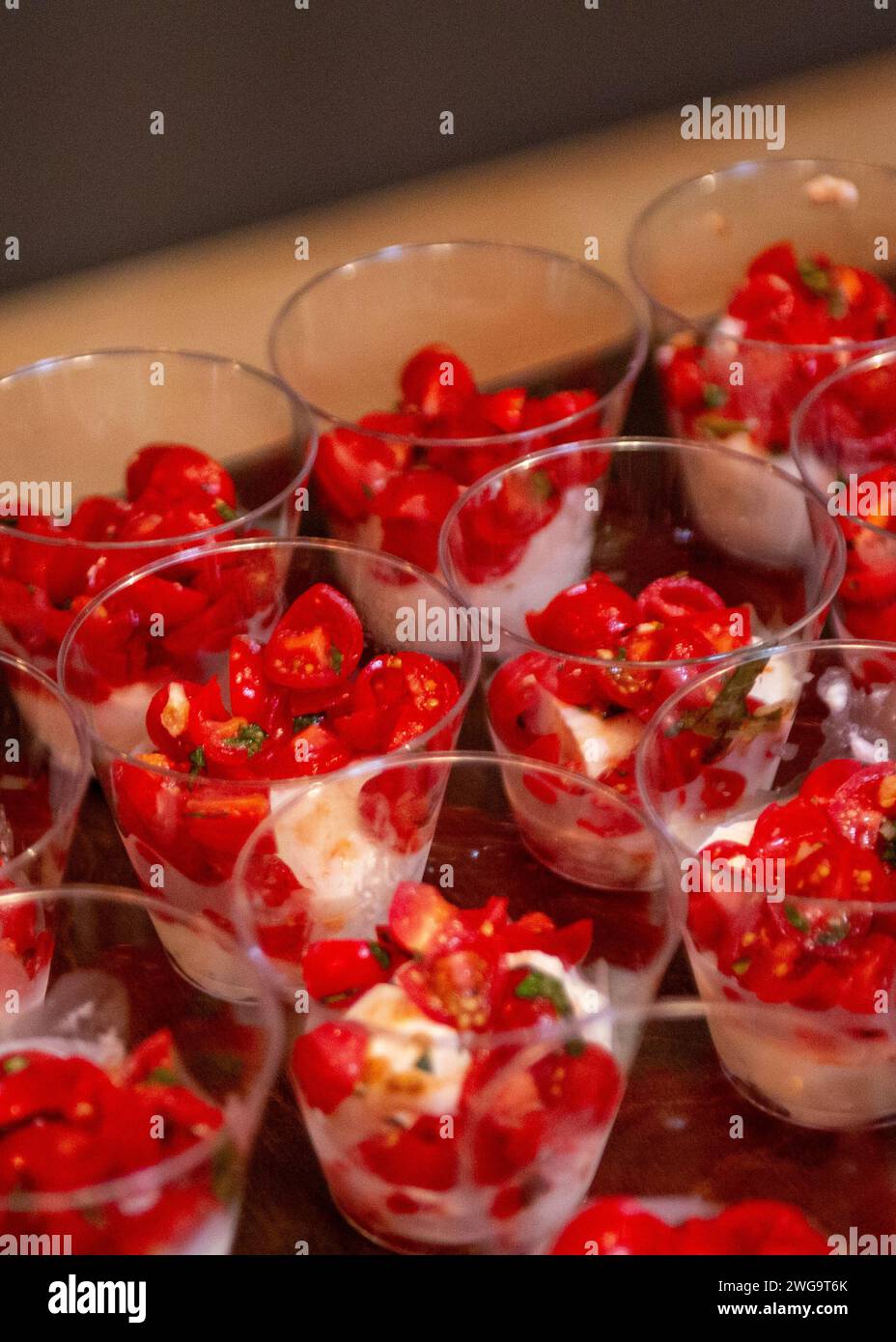 Mini tomato caprese cups for appetizers Stock Photo - Alamy
