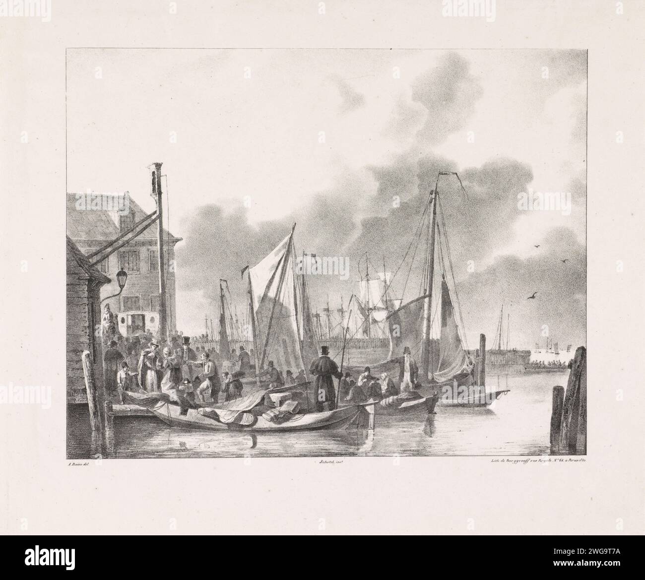 Arrival in Amsterdam of refugees for the flood, 1825, Alexandre Joseph ...