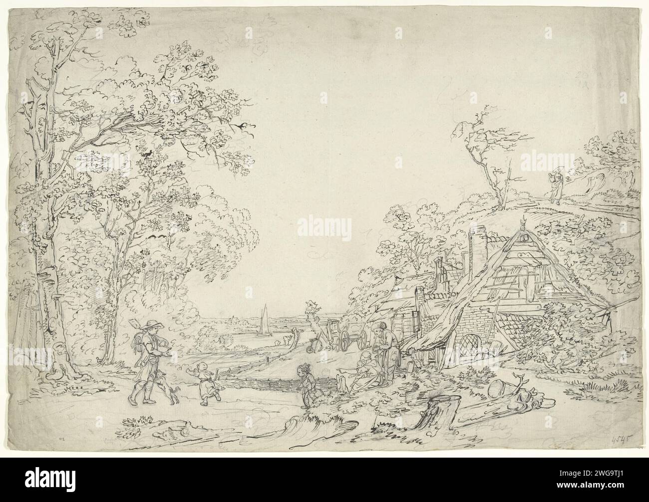 Landscape with family for farm, Anonymous, 1700 - 1800 drawing paper ...