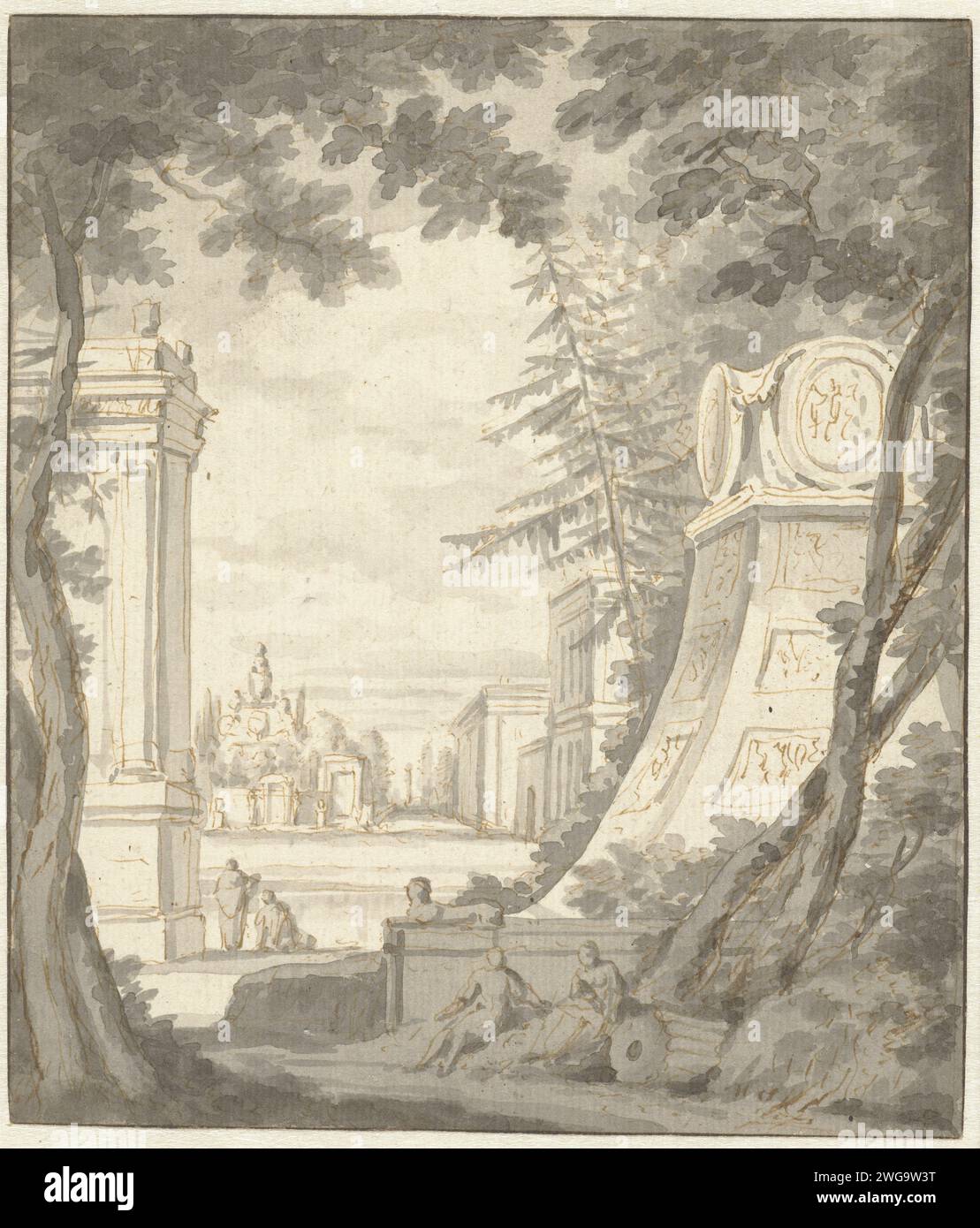 Fantasy landscape with classicist architecture, Frederik de Moucheron ...