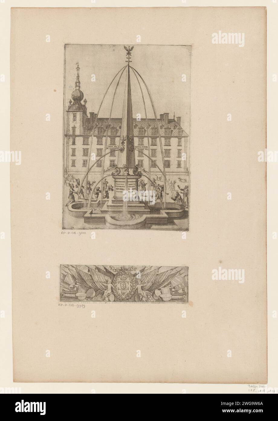 Fries met monogram Karel IV, Sébastien Leclerc (I), after Claude Deruet ...