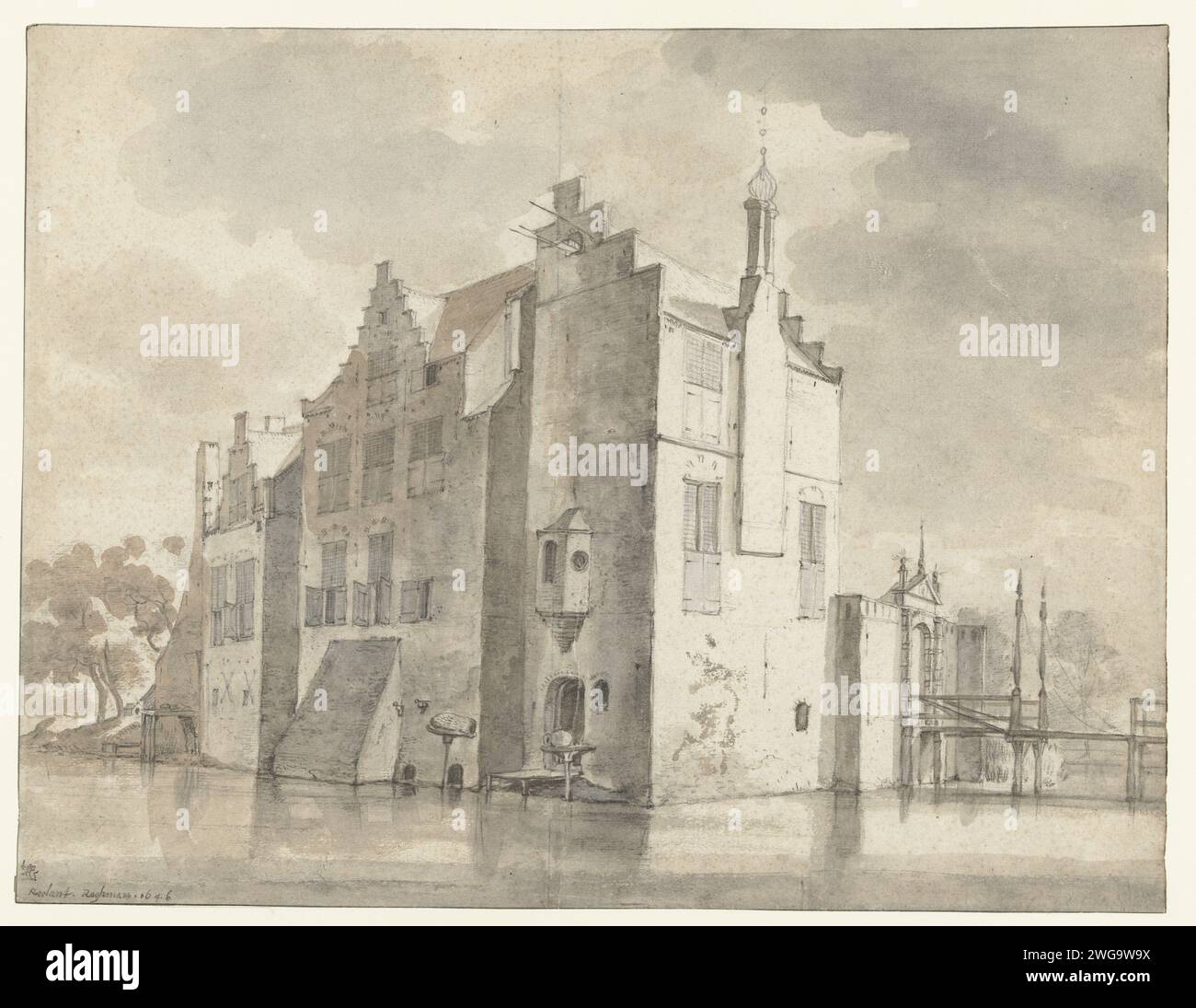 View of Kasteel Santhorst, Seen from the North-west, Roelant Roghman ...
