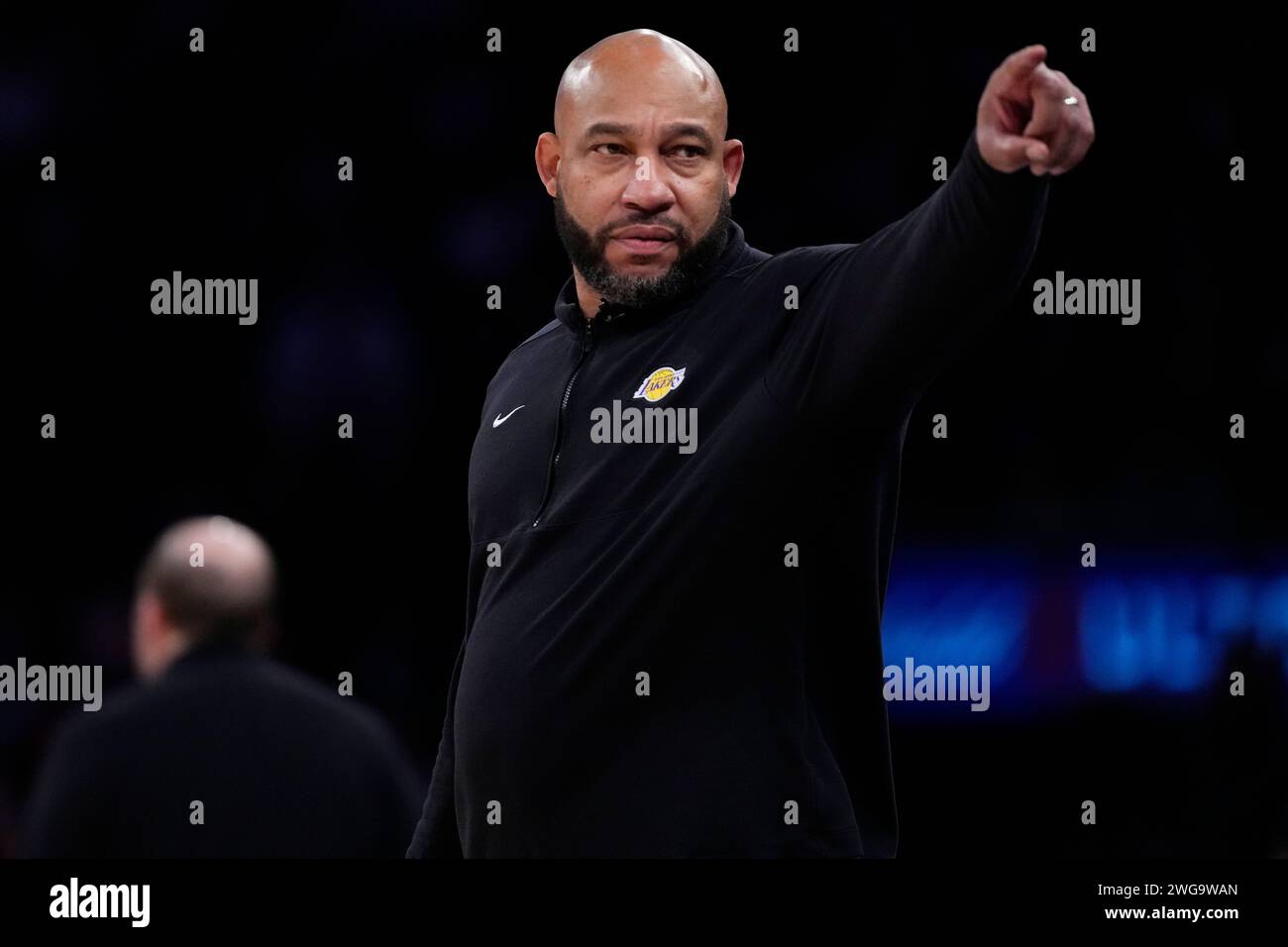 Los Angeles Lakers head coach Darvin Ham gestures to a player during ...
