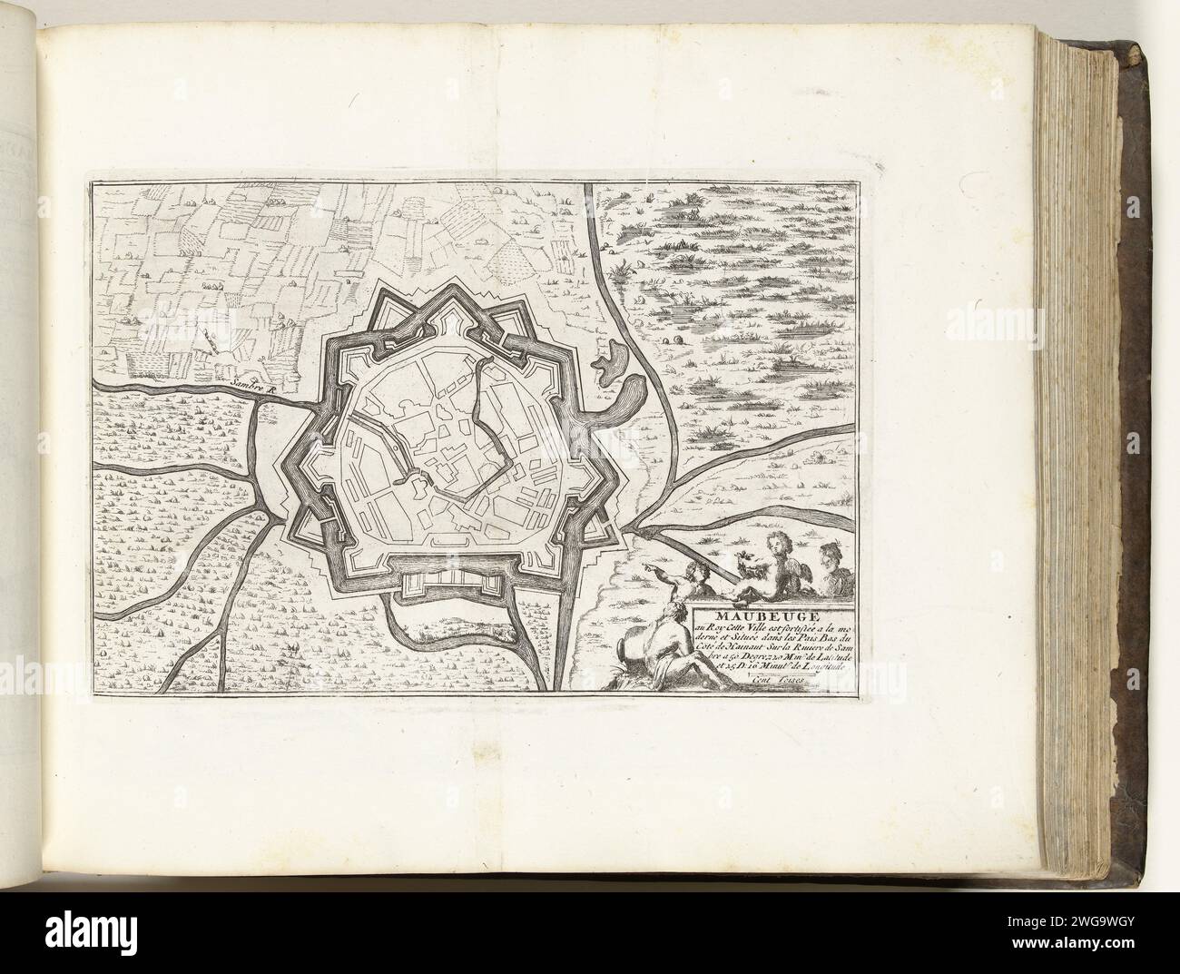 Map of Maubeuge, ca. 1695, 1695 - 1697 print Map of the reinforcements for the French city of ...