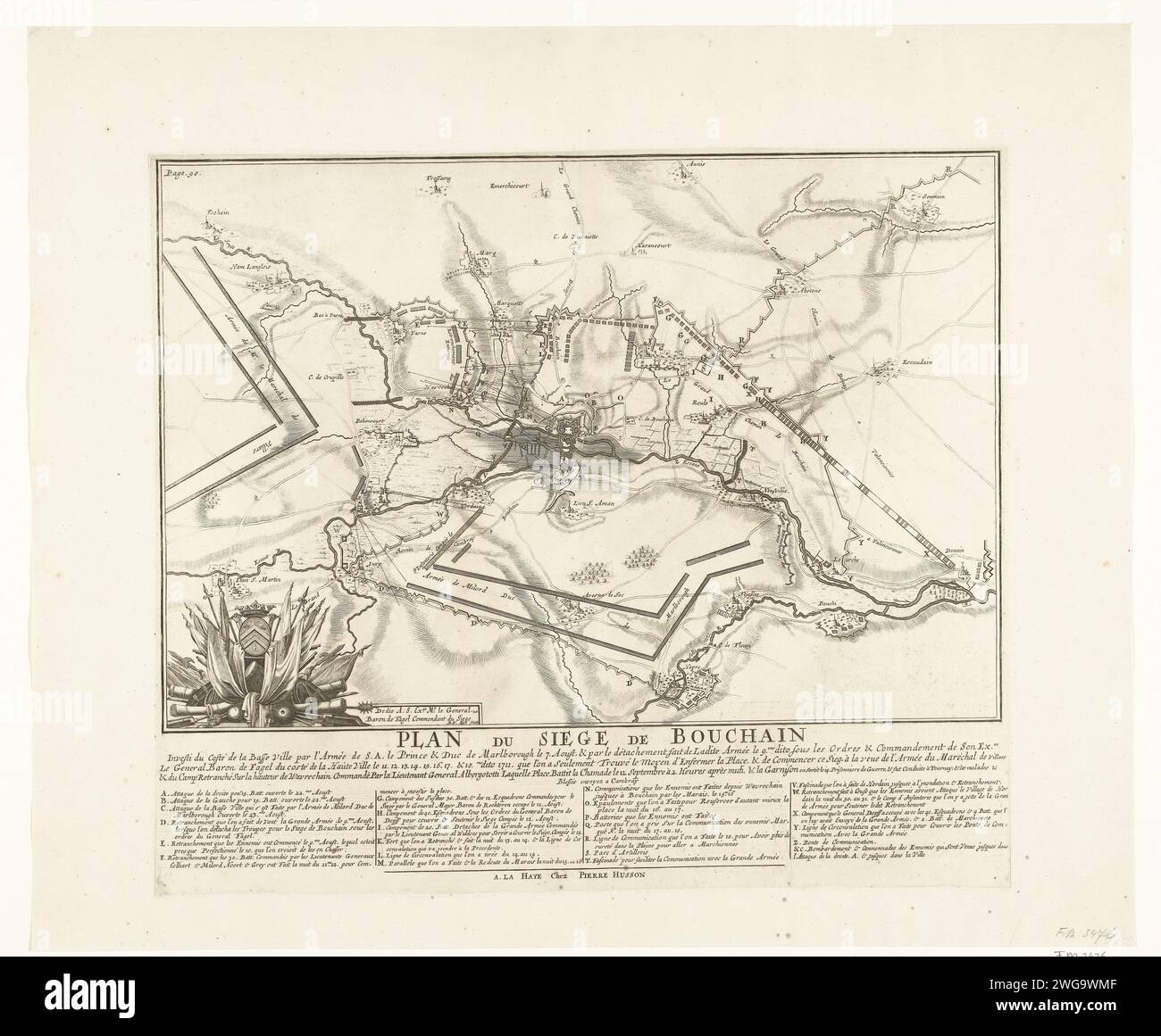 Siege of Bouchain, 1711, 1711 print Map of the northern French city of ...