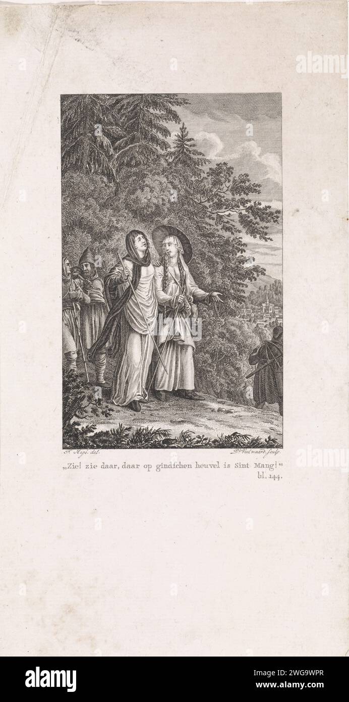 Two female pilgrims on a forest path, Daniël Vrevalwaard (I), After ...