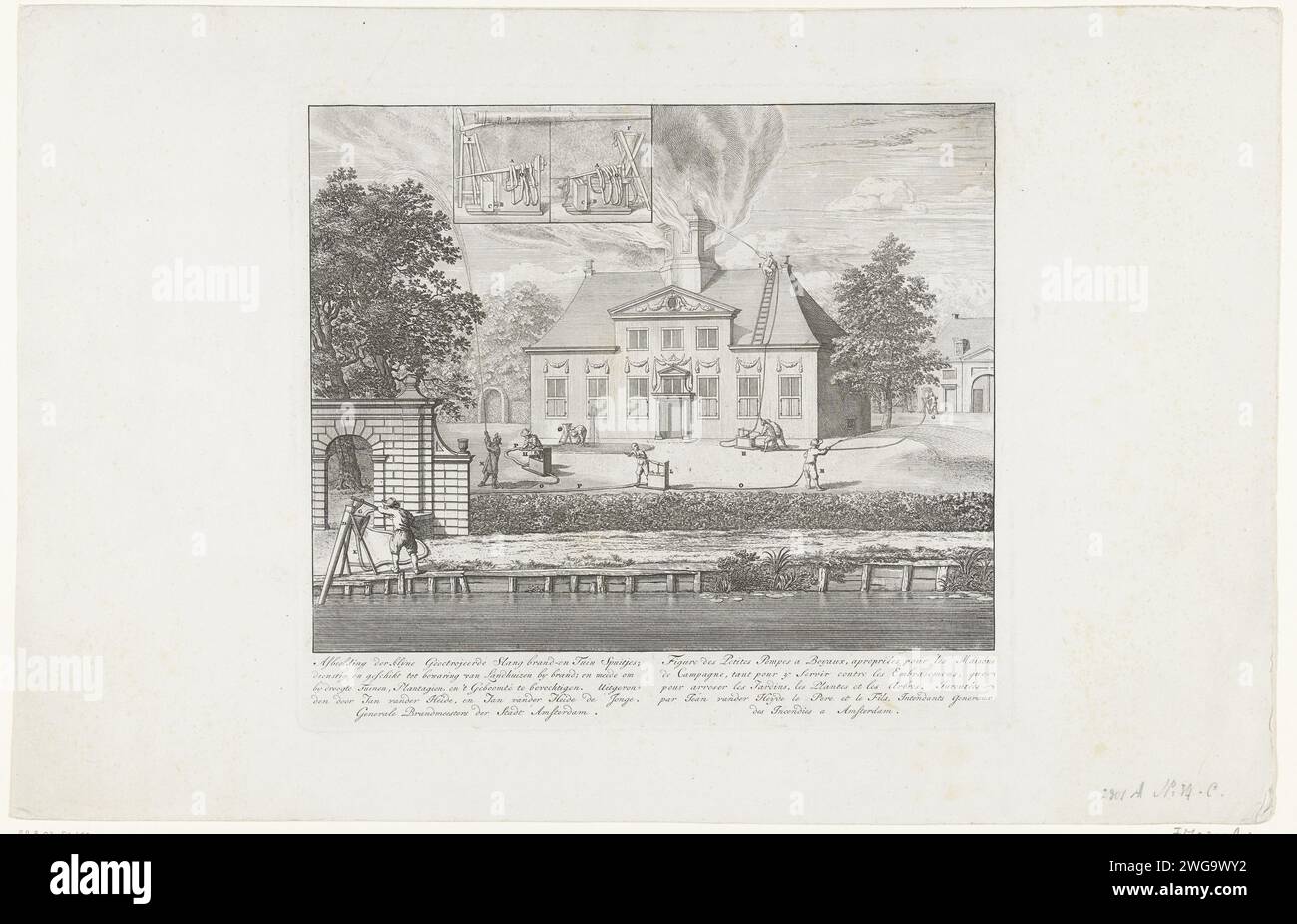 Use of the hose fire spraying at a country house, ca. 1700, 1880 - 1882 ...