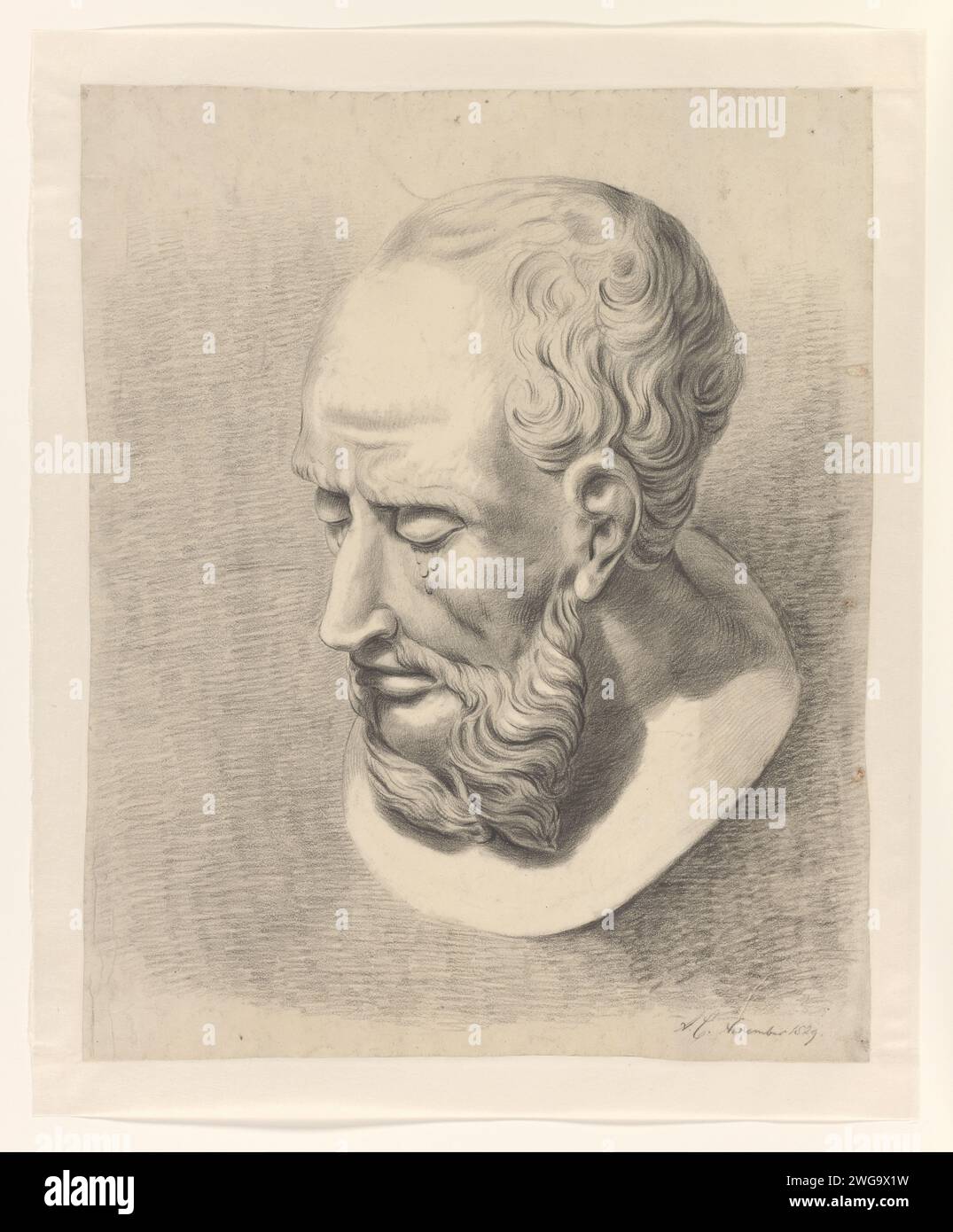 Gypsum image of a crying man, bust, monogrammist AC (19th century ...