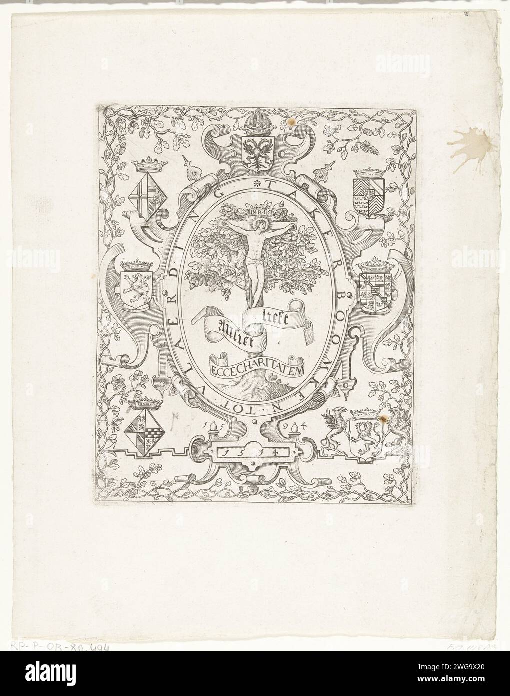 Blazoen van de Vlaardingen Rederijkerskamer Den Aeckerboom, 1594, 1594 ...