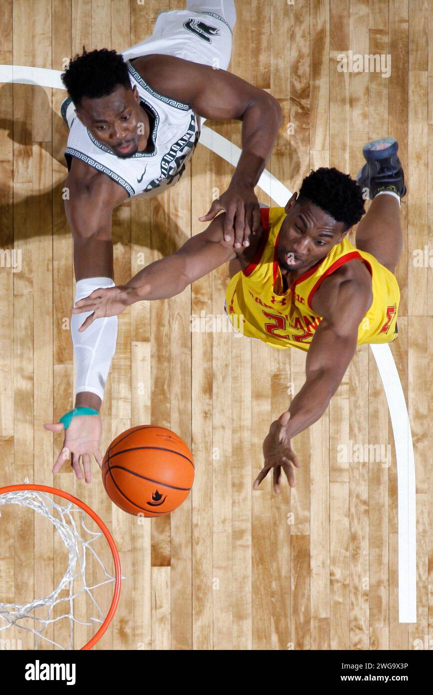 Michigan State center Mady Sissoko, left, and Maryland forward Jordan ...