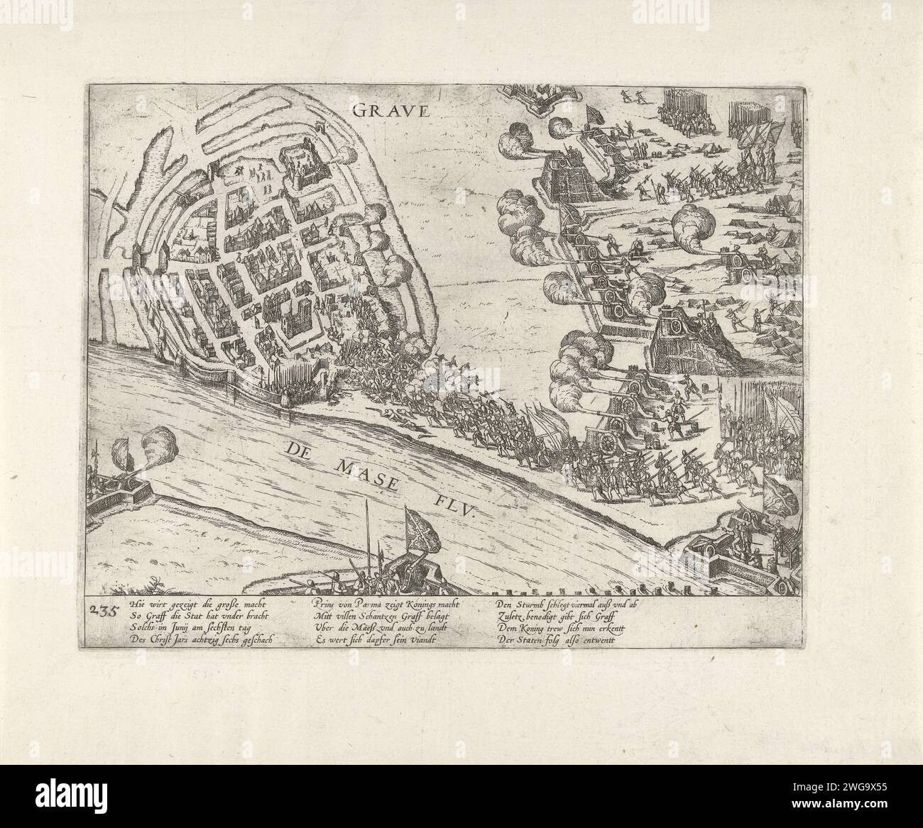 Intake of Grave by Parma, 1586, 1586 - 1588 print Siege and intake of ...
