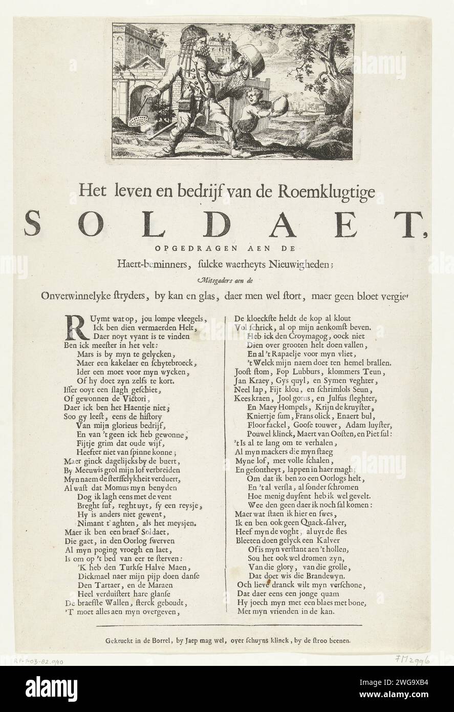 Cartoon on the alcoholic soldier, ca. 1700, 1690 - 1710 print Cartoon ...