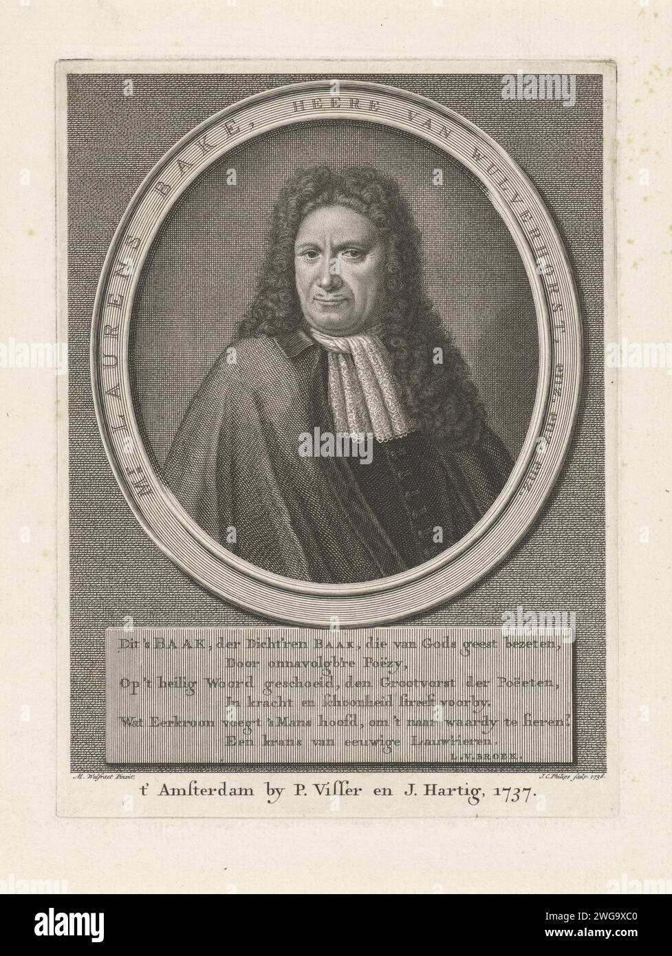 PortraT van de poet Laurens Bake, Jan Caspar Philips, after Matthias ...