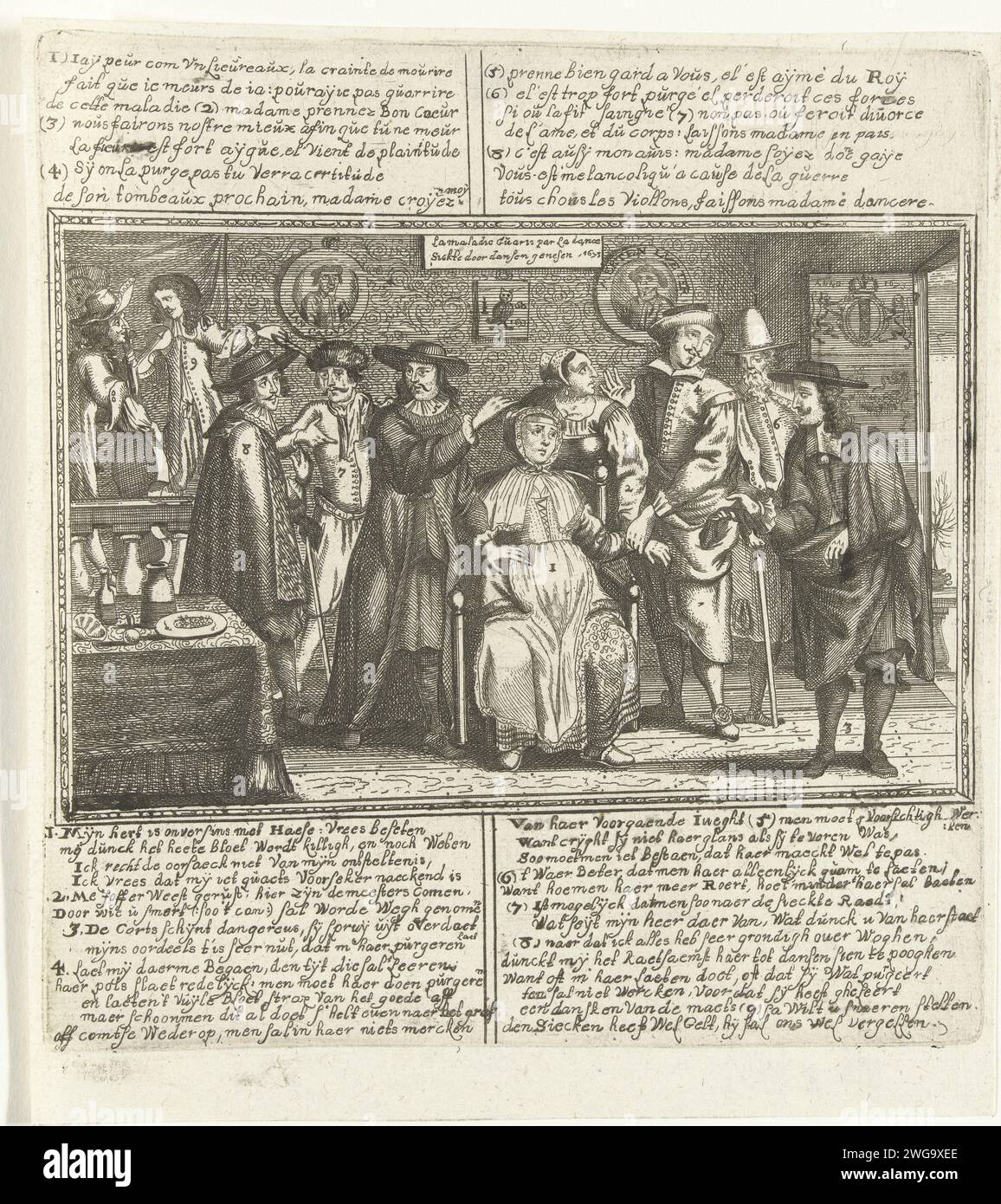 Disease by dancing, 1673, 1673 print Disease by dancing. French cartoon ...