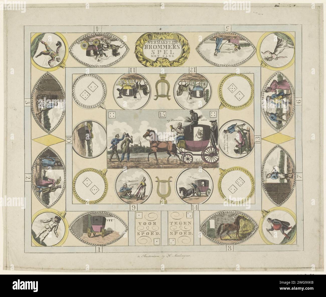 Entertaining / mopeds / game / with singing, c. 1830 print. gameboard ...