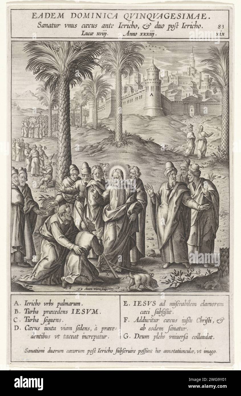 Healing of the blind of Jericho, Antonie Wierix (II), After Bernardino ...