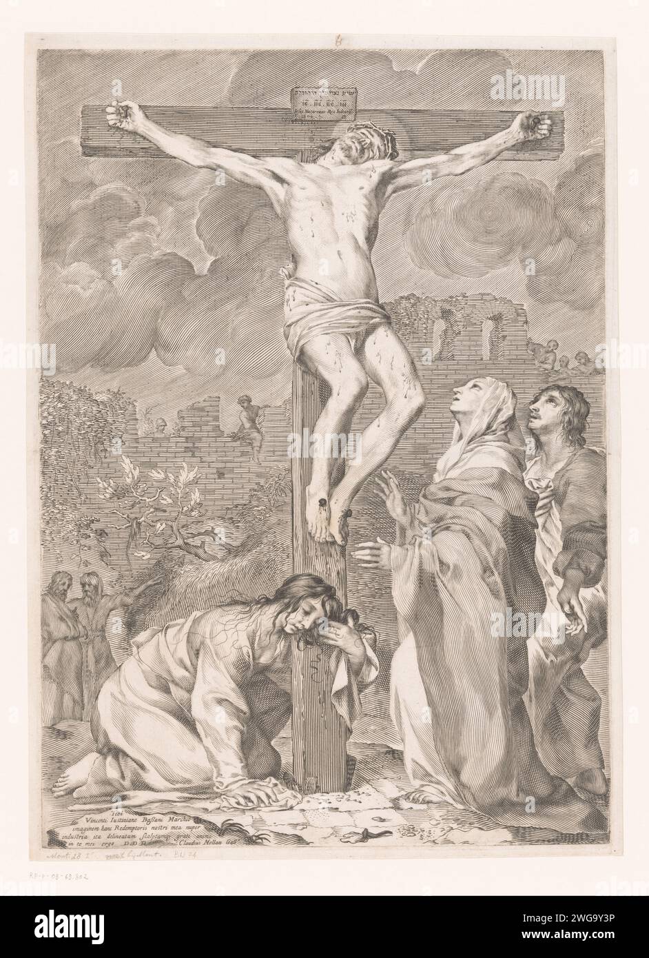 Crucifixion of Christ, Claude Mellan, 1624 - 1636 print Rome paper engraving crucified Christ ...