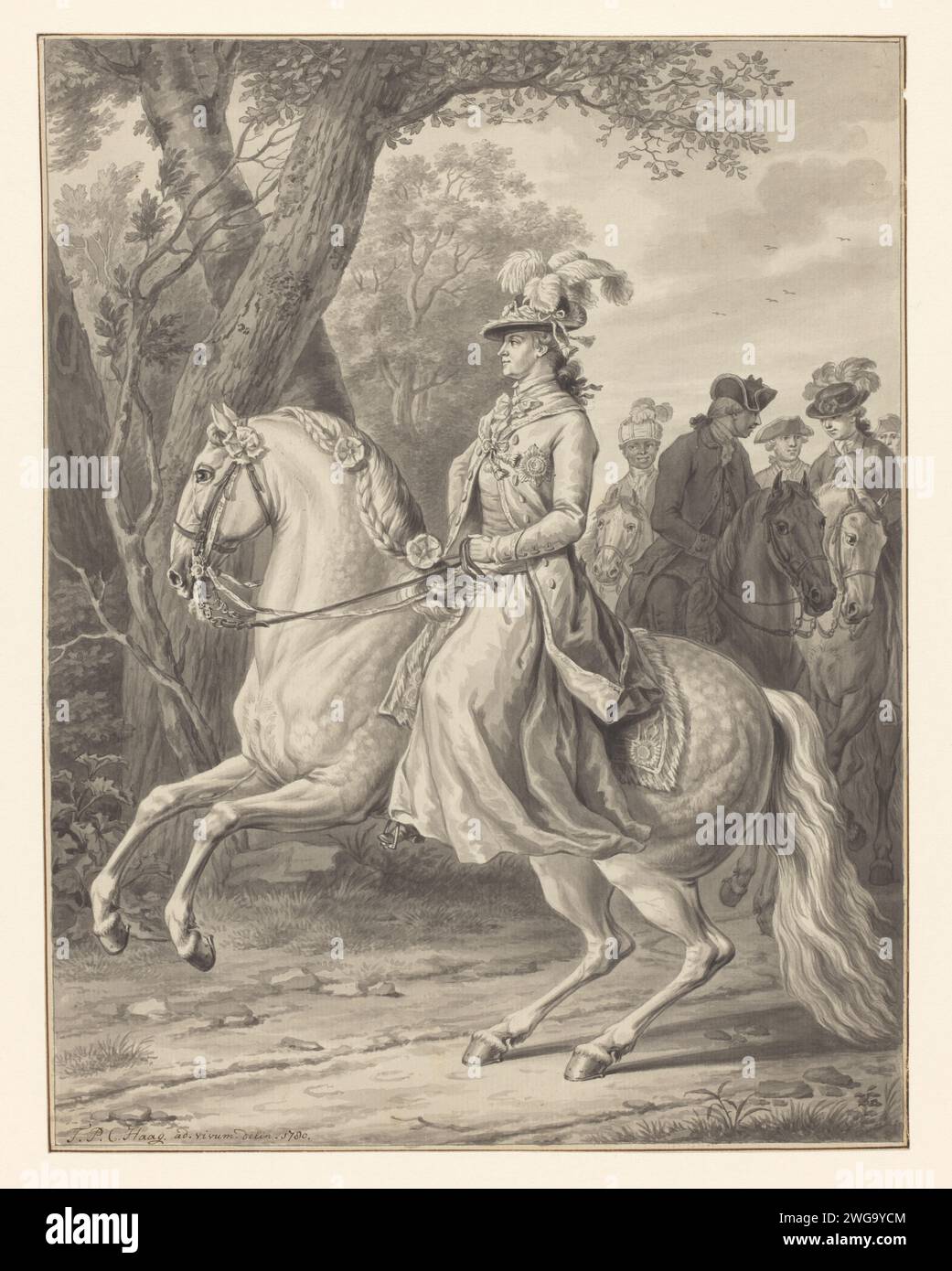 Wilhelmina van Pruisen, Princess of Oranje-Nassau, on horseback ...