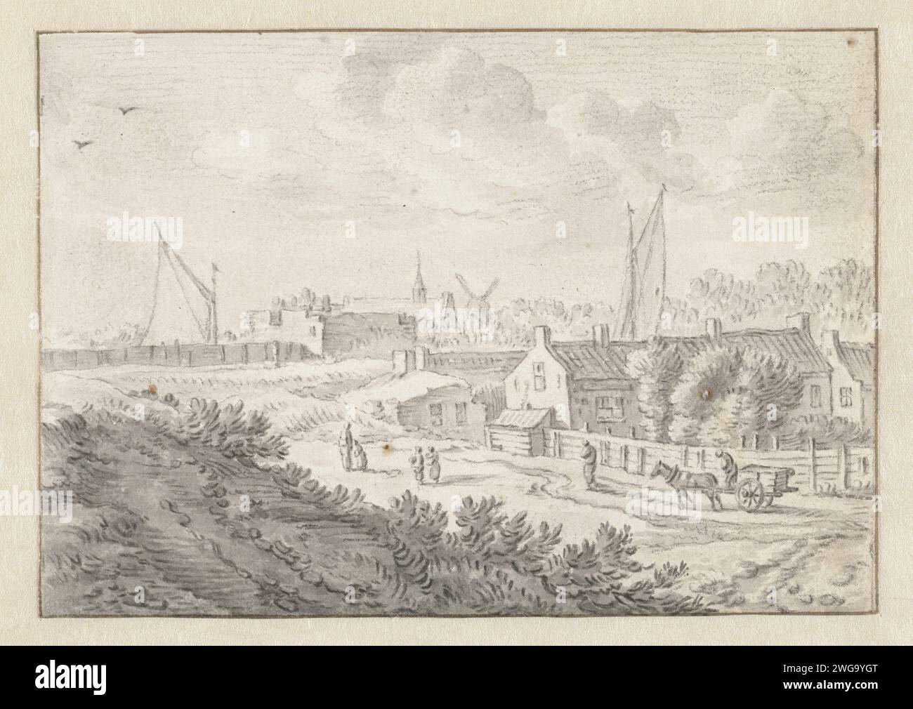 View of the Stadswal van Utrecht at the trial tower, Herman Saftleven ...