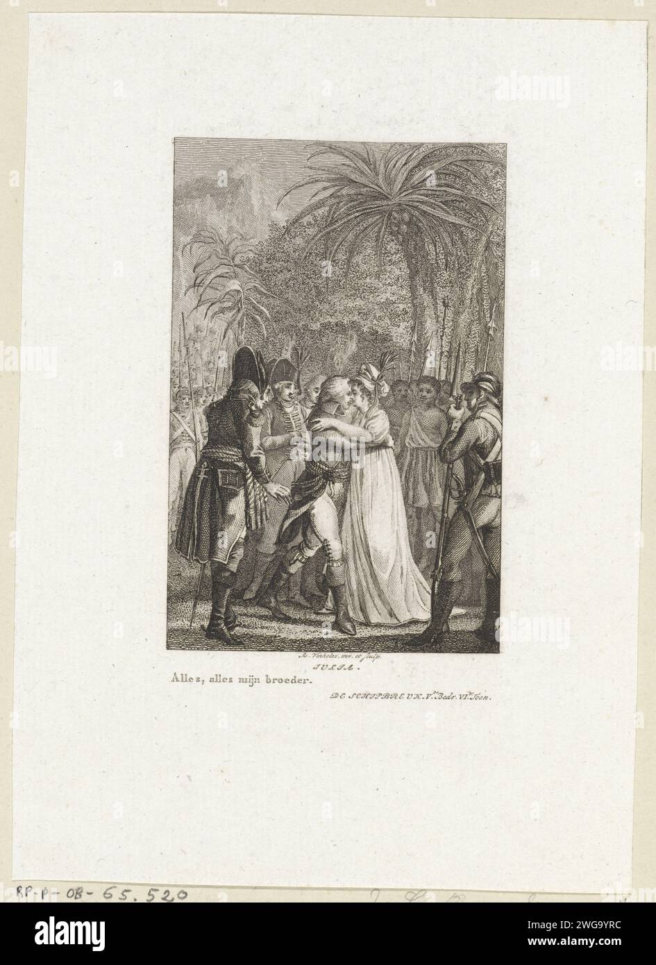 Surrounded by soldiers and Africans, a man and wife embrace each other ...