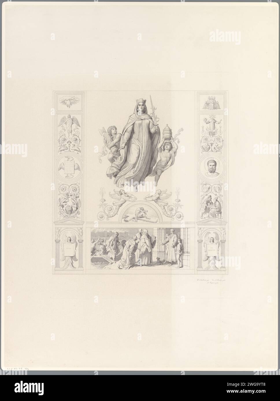 Italia, Karl Becker, after Wilhelm von Kaulbach, 1837 - 1891 print ...