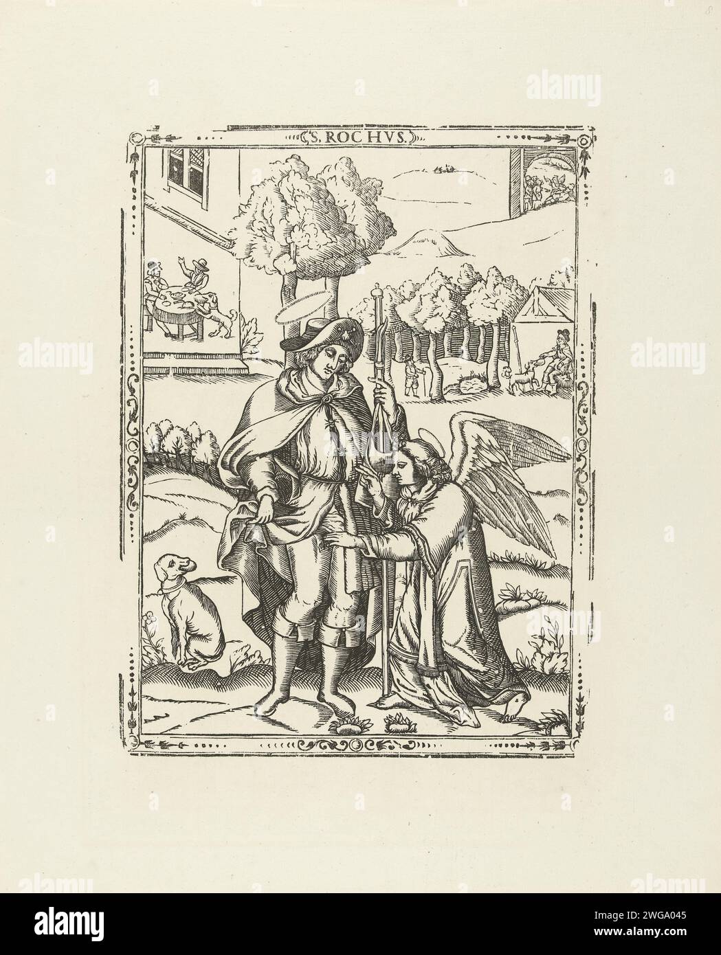 S. Rochvs, 1860 - 1865 print A kneeling angel touches the plague wound ...