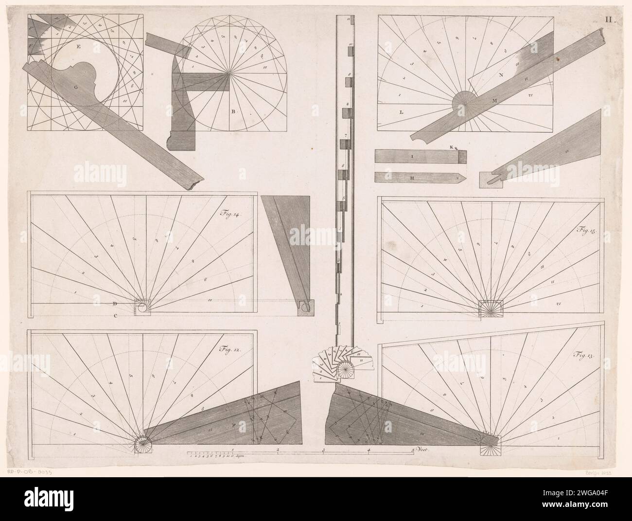 Technical drawings of stairs, Jan Schenk, After Tieleman van der Horst ...