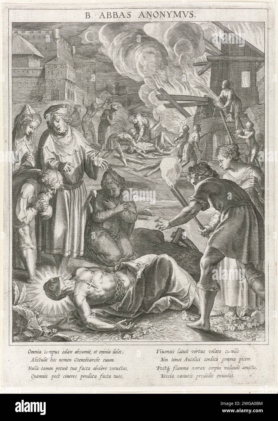 Miraculous death of an anonymous abbot, Raphaël Sadeler (I), after ...