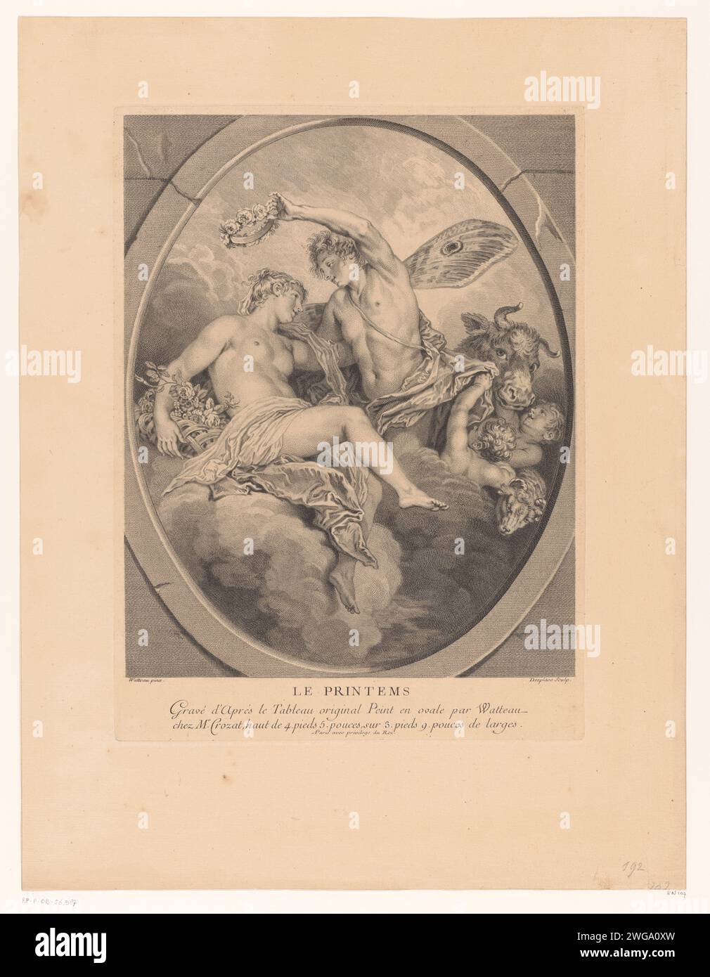 Slow, Louis Desplaces, After Jean Antoine Watteau, c. 1726 - 1735 print ...