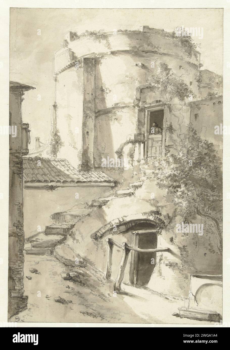 Watchtower with adjacent buildings, Jan Asselijn (Rejected Attribution ...